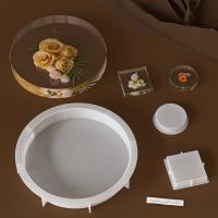 China Crystal Dropper Resin Circular Tray River Desktop Small Circular Square Coaster Silicone Mold for sale