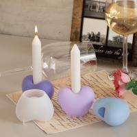 China DIY Aromatherapy Candle Stand Base Decoration Grinding Tool 3D Three Dimensional Love Gypsum Candlestick Silicone Mold for sale