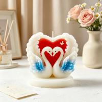 China Ins Romantic Love Couple Swan Candle Mold Wedding Accessories Pendant Gypsum Silicone Mold for sale