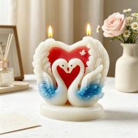 China Ins Romantic Love Couple Swan Candle Mold Wedding Accessories Pendant Gypsum Silicone Mold for sale