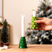 China DIY Aromatherapy Gypsum Cement Resin Christmas Tree Candlestick Ornament Candle Base Jewelry Silicone Mold for sale