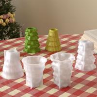 China DIY Aromatherapy Gypsum Cement Resin Christmas Tree Candlestick Ornament Candle Base Jewelry Silicone Mold for sale