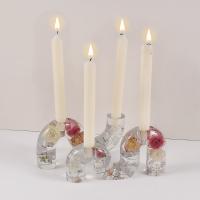 China DIY Crystal Dropping Resin Gypsum Candlestick Semi Three Dimensional SM Arched Candleholder Base Silicone Mold for sale