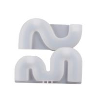 China DIY Crystal Dropping Resin Gypsum Candlestick Semi Three Dimensional SM Arched Candleholder Base Silicone Mold for sale