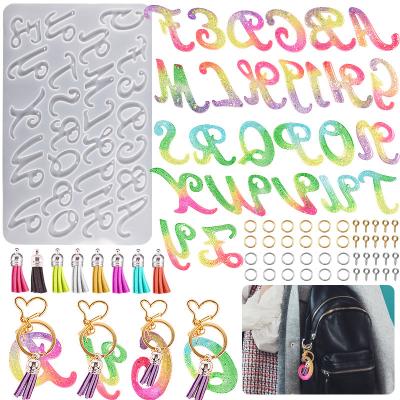 China Crystal Dropper Full Page English Letter Mold Resin Large Grass English Letter Pendant Keychain Hanging Grinder for sale