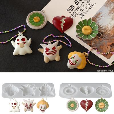 China DIY Halloween Ghost Devil Hanging Pendant Mold Sunflower Clown Jewelry Silicone Mold for sale