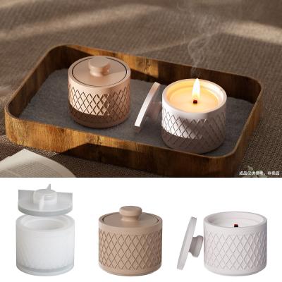 China DIY Dropper Circular Grid Storage Box Storage Can Aromatherapy Gypsum Candle Cup Container Silicone Mold for sale