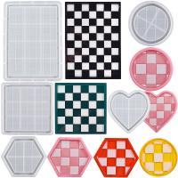 China DIY Dropper Glue Rectangular Heart-shaped Hexagonal Circular Chessboard Grid Dish Tray Gypsum Silicone Mold for sale