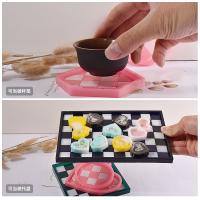 China DIY Dropper Glue Rectangular Heart-shaped Hexagonal Circular Chessboard Grid Dish Tray Gypsum Silicone Mold for sale