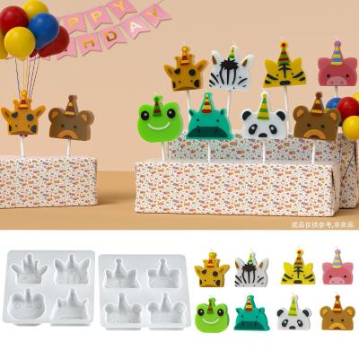 China DIY Aromatherapy Gypsum Cartoon Four In One Small Animal Birthday Party Baking Decoration Candle Silicone Mold for sale