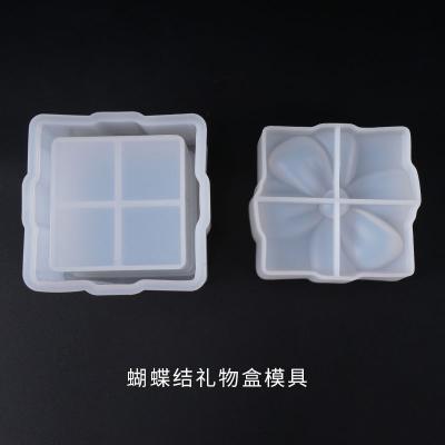 China DIY Crystal Dropping Glue Handmade Silicone Mold Bow Gift Box Mold Jewelry Storage Box Mold for sale