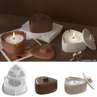 China Round Triangle Simple Wind Smoke Ash Storage Tank, Table, DIY Aromatherapy Gypsum Candle Cup, Silicone Mold for sale
