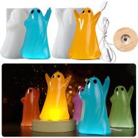 China DIY Glue Resin Ghost Pendant Mold Halloween Dress Up Atmosphere Light Pendant Gypsum Candle Silicone Mold for sale