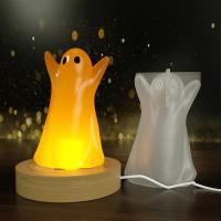 China DIY Glue Resin Ghost Pendant Mold Halloween Dress Up Atmosphere Light Pendant Gypsum Candle Silicone Mold for sale