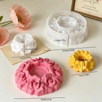 China Rose Flower Ring Candlestick Silicone Mold Aromatherapy Candle Gypsum Ornament DIY Valentine's Day Decoration Mold for sale