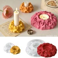 China Rose Flower Ring Candlestick Silicone Mold Aromatherapy Candle Gypsum Ornament DIY Valentine's Day Decoration Mold for sale