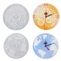 China DIY Drip Glue Map Gear Ornament Grinding Arabic Roman Digital Circular Clock Disk Silicone Mold for sale