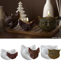 China Halloween Decoration Cheshire Cat Eye Cat Head Bat Gypsum Mold DIY Devil Cat Aromatherapy Candle Silicone Mold for sale