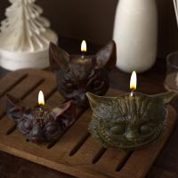 China Halloween Decoration Cheshire Cat Eye Cat Head Bat Gypsum Mold DIY Devil Cat Aromatherapy Candle Silicone Mold for sale