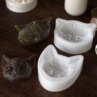 China Halloween Decoration Cheshire Cat Eye Cat Head Bat Gypsum Mold DIY Devil Cat Aromatherapy Candle Silicone Mold for sale