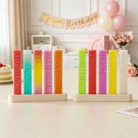 China Spanish Blessing Words Long Candle Silicone Mold DIY Aromatherapy Candle Gypsum Decoration Mold for sale
