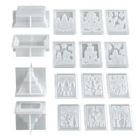 China DIY Aromatherapy Gypsum Hollowed Christmas Element Sticker Castle House Atmosphere Lamp Candle Stand Silicone Mold for sale