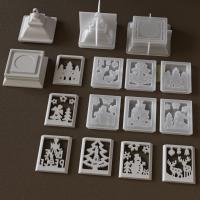 China DIY Aromatherapy Gypsum Hollowed Christmas Element Sticker Castle House Atmosphere Lamp Candle Stand Silicone Mold for sale
