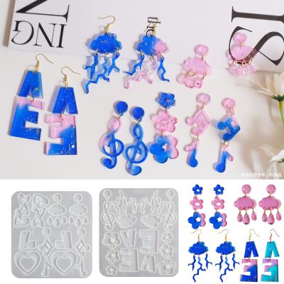 China Crystal Drip Glue Love Flower Note Letter Water Drop Cloud Earrings Jewelry Pendant Silicone Mold for sale