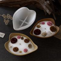 China Aromatherapy gypsum cement storage tray silicone mold DIY leaf candle bowl candle cup gypsum mold for sale