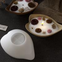 China Aromatherapy gypsum cement storage tray silicone mold DIY leaf candle bowl candle cup gypsum mold for sale
