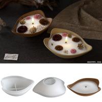 China Aromatherapy gypsum cement storage tray silicone mold DIY leaf candle bowl candle cup gypsum mold for sale