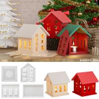 China DIY Resin Gypsum Love Home House Splicing Candles Night Lights Christmas House Silicone Mold for sale