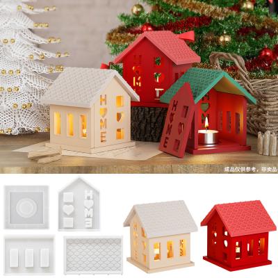 China DIY Resin Gypsum Love Home House Splicing Candles Night Lights Christmas House Silicone Mold for sale