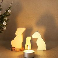 China DIY Resin Plaster Dog Family Easter Three Rabbits Candle Ornament Silicone Mold for sale