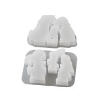 China DIY Resin Plaster Dog Family Easter Three Rabbits Candle Ornament Silicone Mold for sale