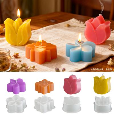China DIY Flower Dropper Mold Aromatherapy Gypsum Tulip Orchid Flower Ornament Candle Silicone Mold for sale