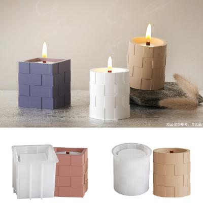 China DIY Resin Circular Square Pen Holder Storage Box Mosaic Rubik's Cube Gypsum Candle Cup Silicone Mold for sale