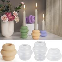 China Crystal Dropper Nordic Multi-layer Circular Candle Holder DIY Cement Gypsum Ornament Silicone Mold for sale