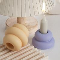 China Crystal Dropper Nordic Multi-layer Circular Candle Holder DIY Cement Gypsum Ornament Silicone Mold for sale