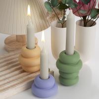China Crystal Dropper Nordic Multi-layer Circular Candle Holder DIY Cement Gypsum Ornament Silicone Mold for sale