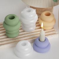 China Crystal Dropper Nordic Multi-layer Circular Candle Holder DIY Cement Gypsum Ornament Silicone Mold for sale
