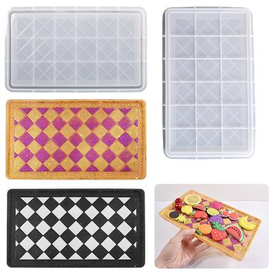 China DIY Dropper Tray Mold Rectangular Checkerboard Storage Tray Jewelry Gypsum Plate Silicone Mold for sale