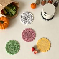 China Mandala Patterned Circular Coaster Silicone Mold DIY Aromatherapy Gypsum Drip Insulation Pad Mold for sale