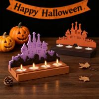 China DIY Aromatherapy Gypsum Halloween Castle Ghost Pumpkin Ghost Hand Insertion Board Candlestick Base Silicone Mold for sale