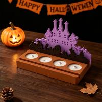 China DIY Aromatherapy Gypsum Halloween Castle Ghost Pumpkin Ghost Hand Insertion Board Candlestick Base Silicone Mold for sale