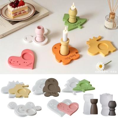 China Ins Wind Love Hippo Penguin Christmas Tree Candlestick Roman Column Candlestick Gypsum Ornament Silicone Mold for sale