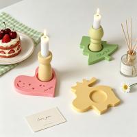 China Ins Wind Love Hippo Penguin Christmas Tree Candlestick Roman Column Candlestick Gypsum Ornament Silicone Mold for sale