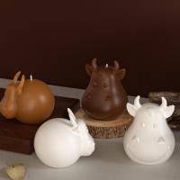 China Crystal Dropping Resin Q-Version Big Head Bull Head Jewelry Ornament DIY Aromatherapy Candle Silicone Mold for sale