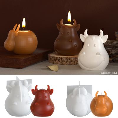 China Crystal Dropping Resin Q-Version Big Head Bull Head Jewelry Ornament DIY Aromatherapy Candle Silicone Mold for sale