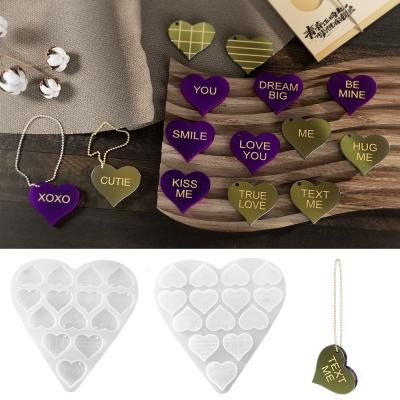 China DIY Crystal Dropping Gel English Love Pendant Keychain Silicone Mold Valentine's Day Gift Pendant Grinding Machine for sale